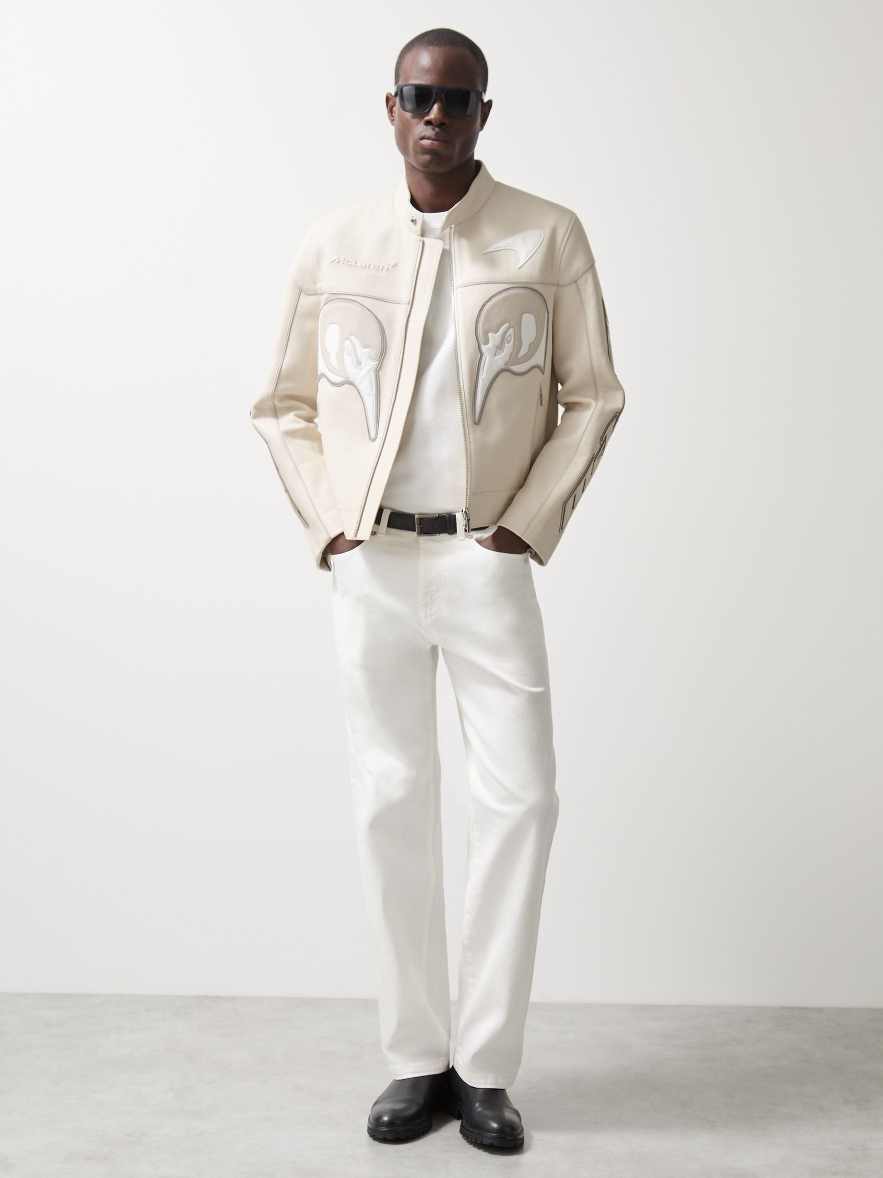 REISS Reiss x McLaren F1 Team Champion Leather Biker Jacket